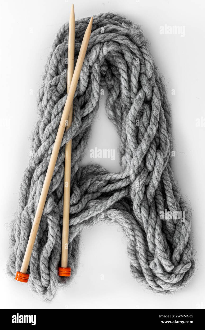 Letter A made from gray threads isolated, top view Stock Photo - Alamy