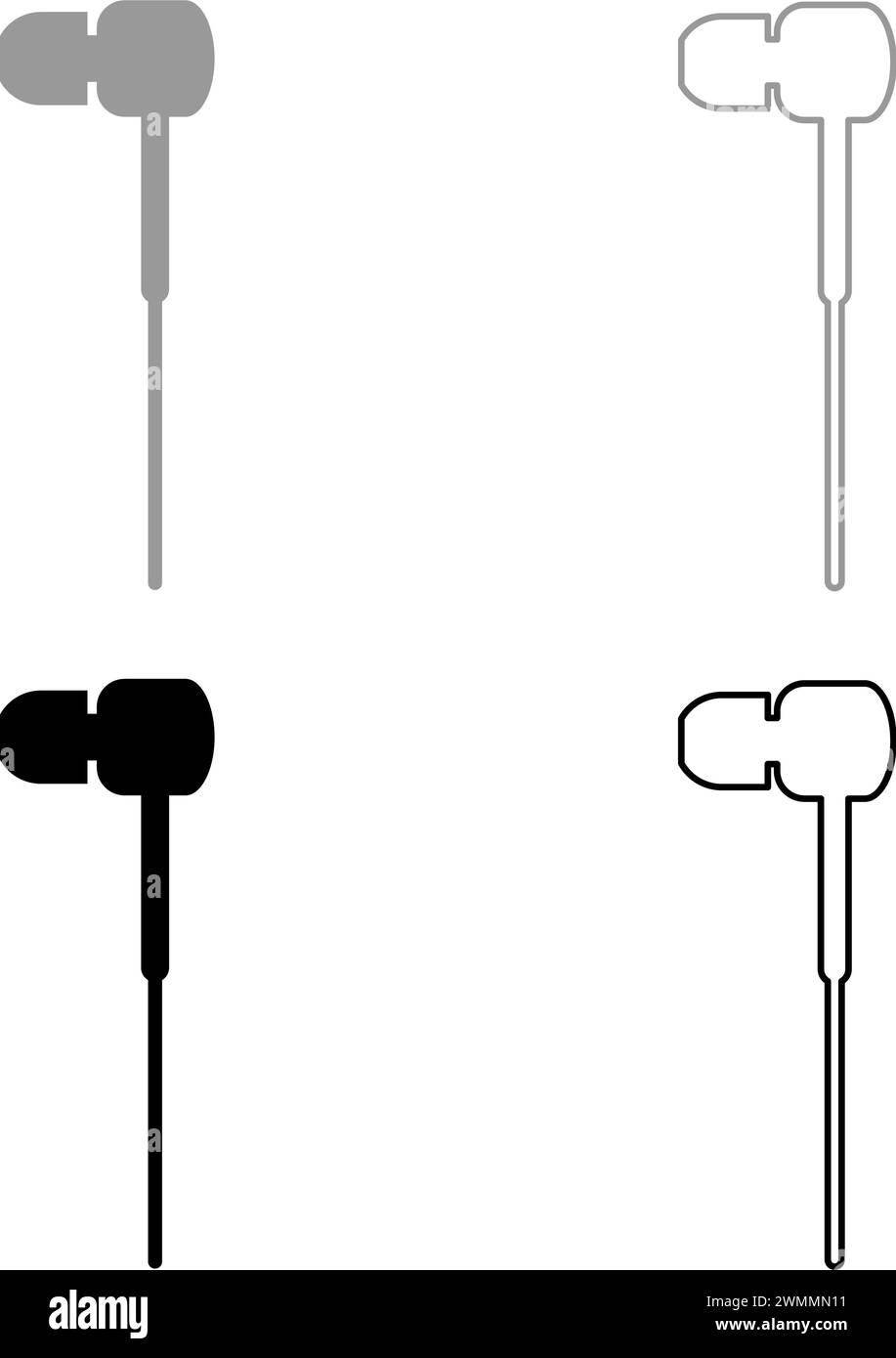 Vacuum headphones wired set icon grey black color vector illustration ...
