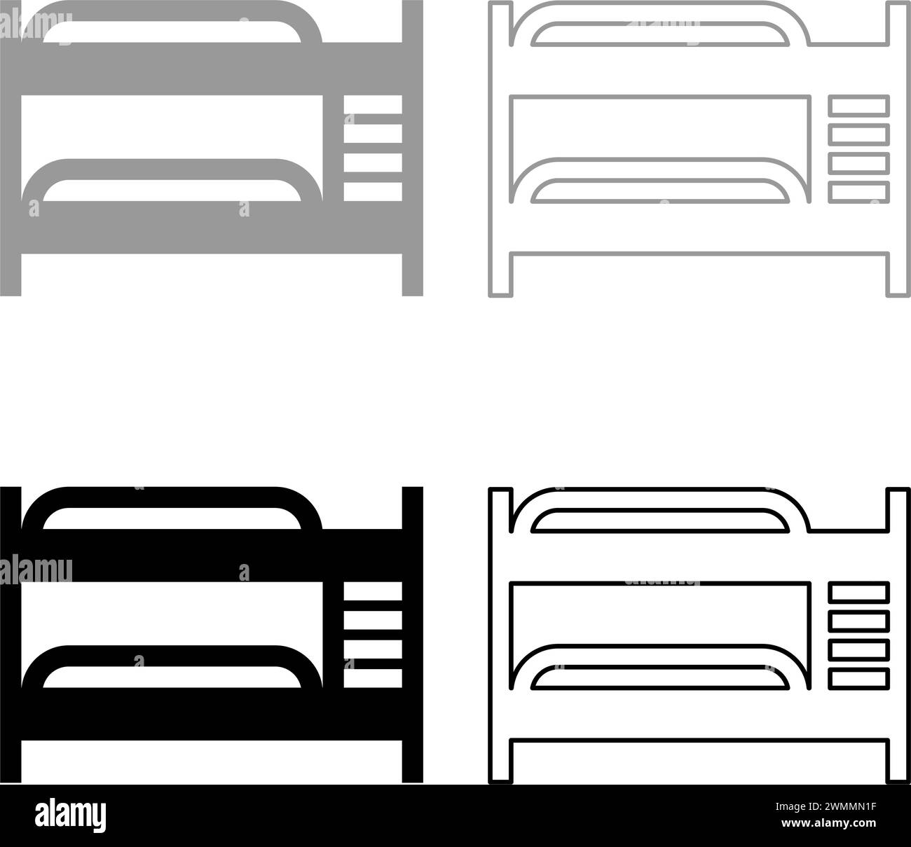 Double tier bunk bed set icon grey black color vector illustration ...
