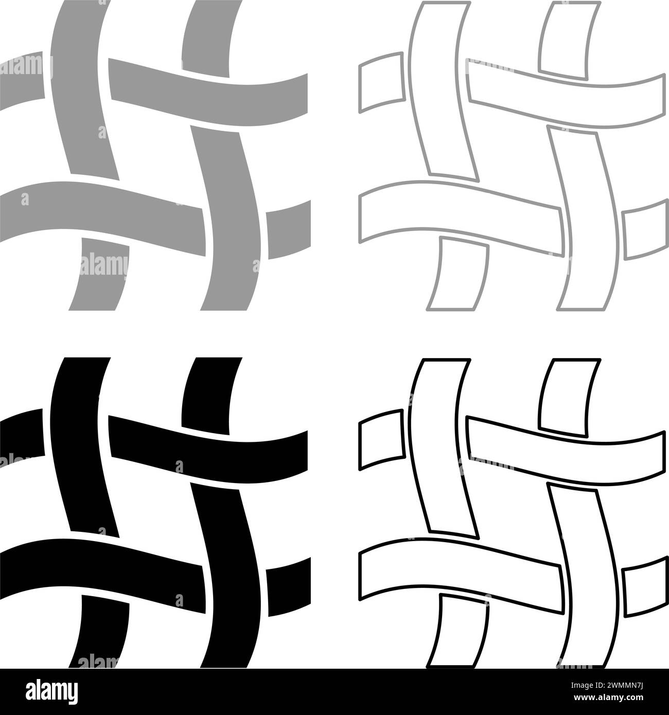 Textile fabric linen texture weaved set icon grey black color vector ...