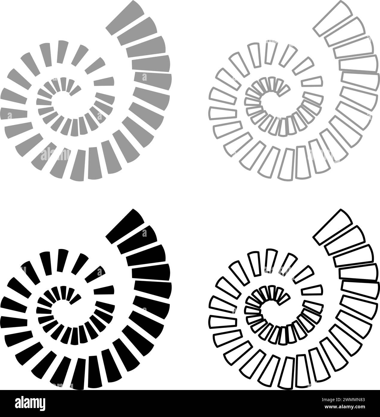 Spiral staircase circular stairs set icon grey black color vector ...