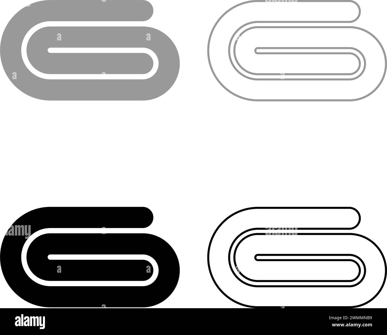 Towel stack of folded bath napkin set icon grey black color vector ...