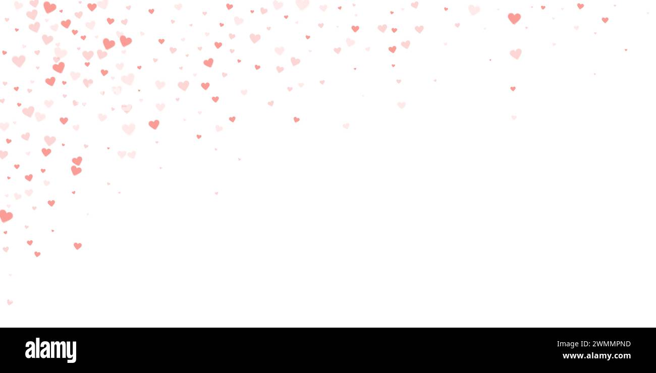 Falling hearts valentine card template. Red hearts scattered on white ...