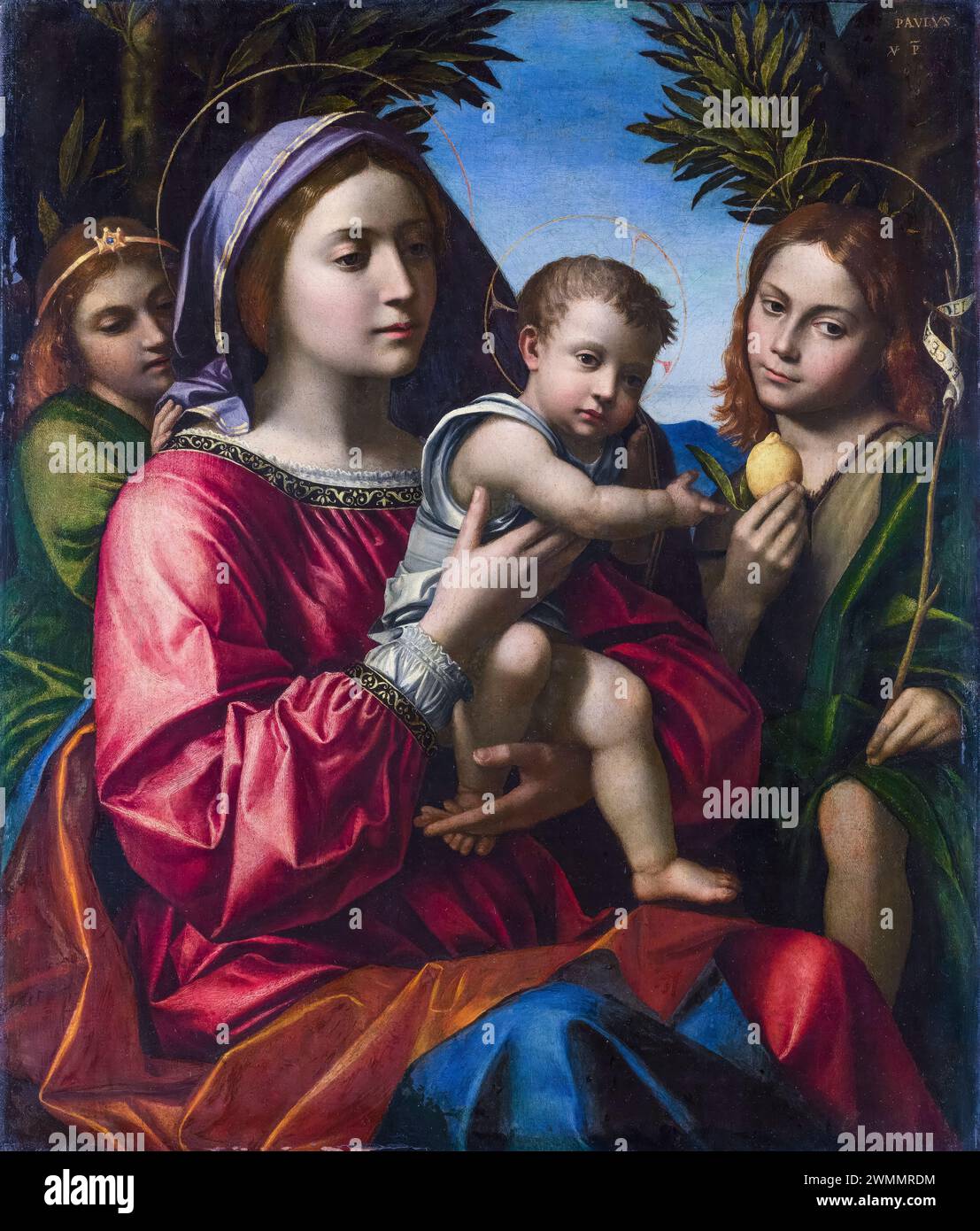 Paolo Morando Cavazzola painting, The Virgin and Child, Saint John the ...