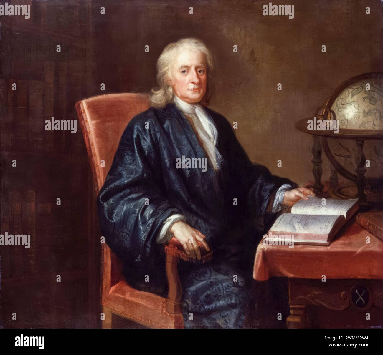 Sir Isaac Newton (1642-1726/27), portrait painting in oil on canvas by ...