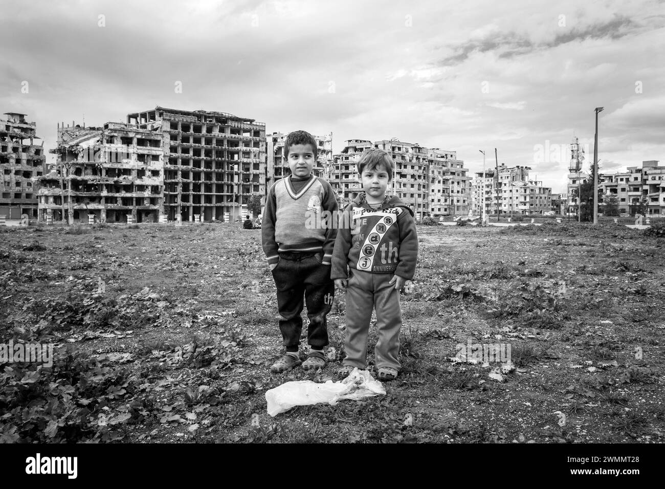 Syria, Homs, daily life in a neighborhood destroyed by bombing ...