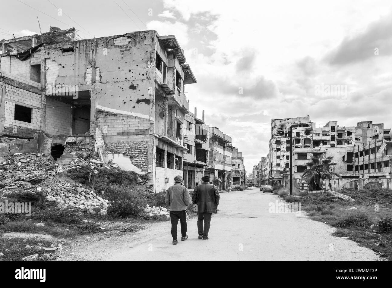 Syria, Homs, neighborhood destroyed by bombing Stock Photo - Alamy