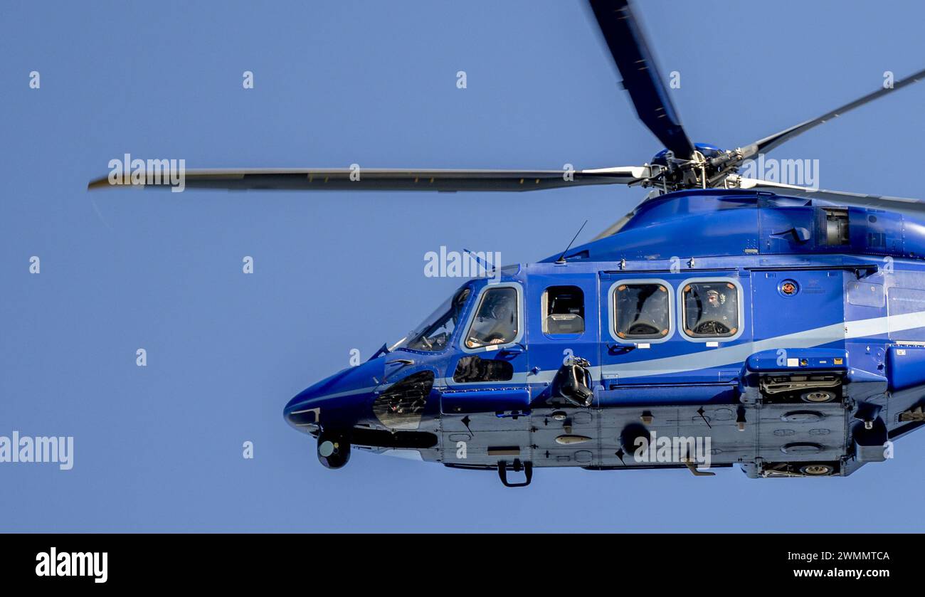 AMSTERDAM - A police helicopter at the extra-secure court, for the ...