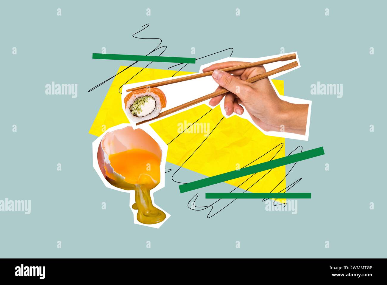Photo cartoon comics sketch collage picture of arm eating chopsticks ...