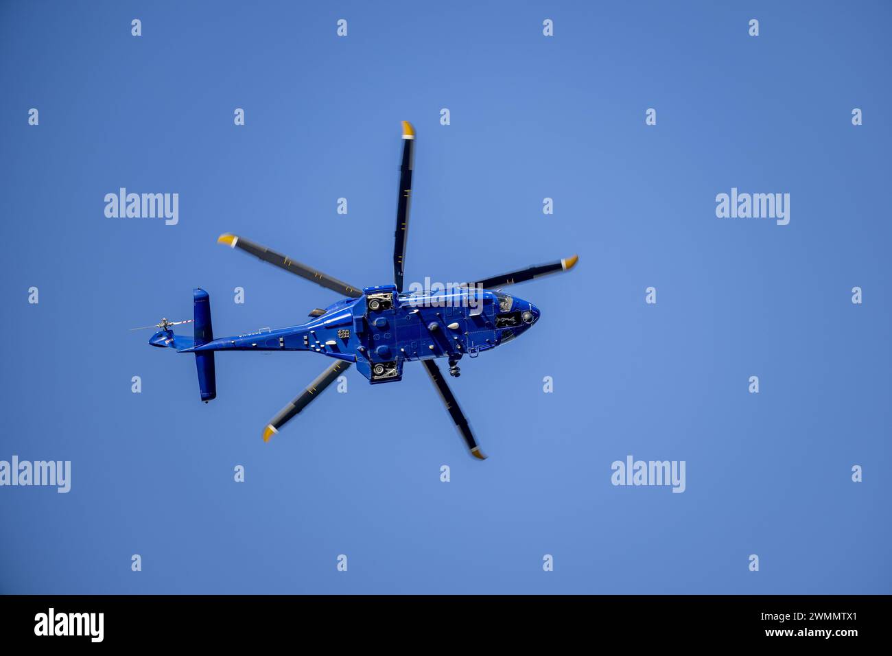 AMSTERDAM - A police helicopter at the extra-secure court, for the ...