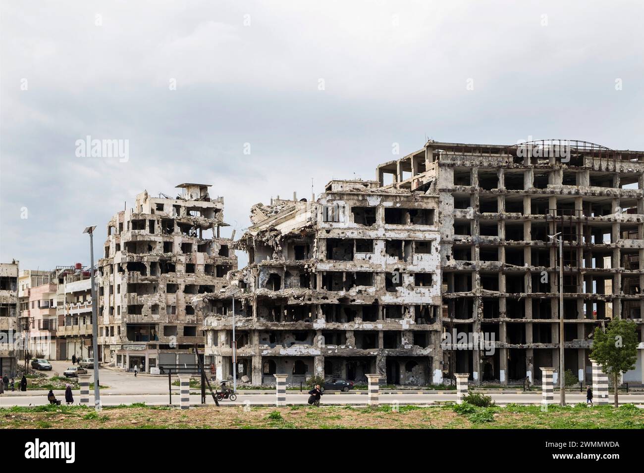 Syria, Homs, buildings destroyed by bombing Stock Photo - Alamy