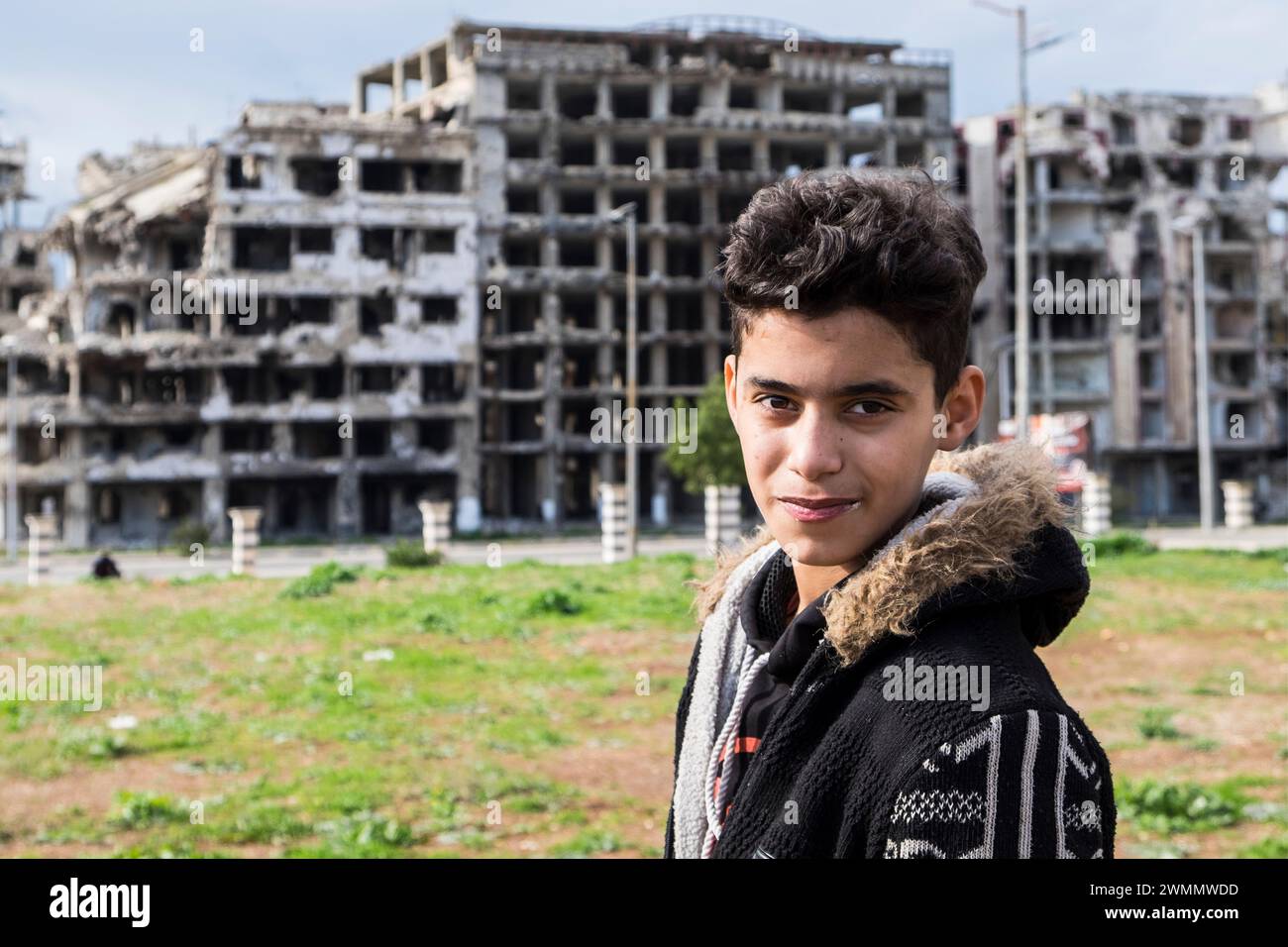 Syria, Homs, daily life in a neighborhood destroyed by bombing ...