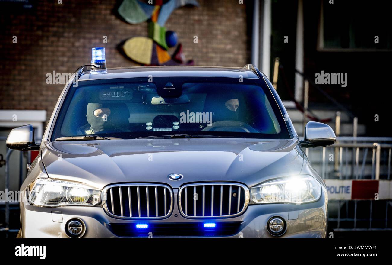 AMSTERDAM - A secured car arrives at the extra-secure court for the ...