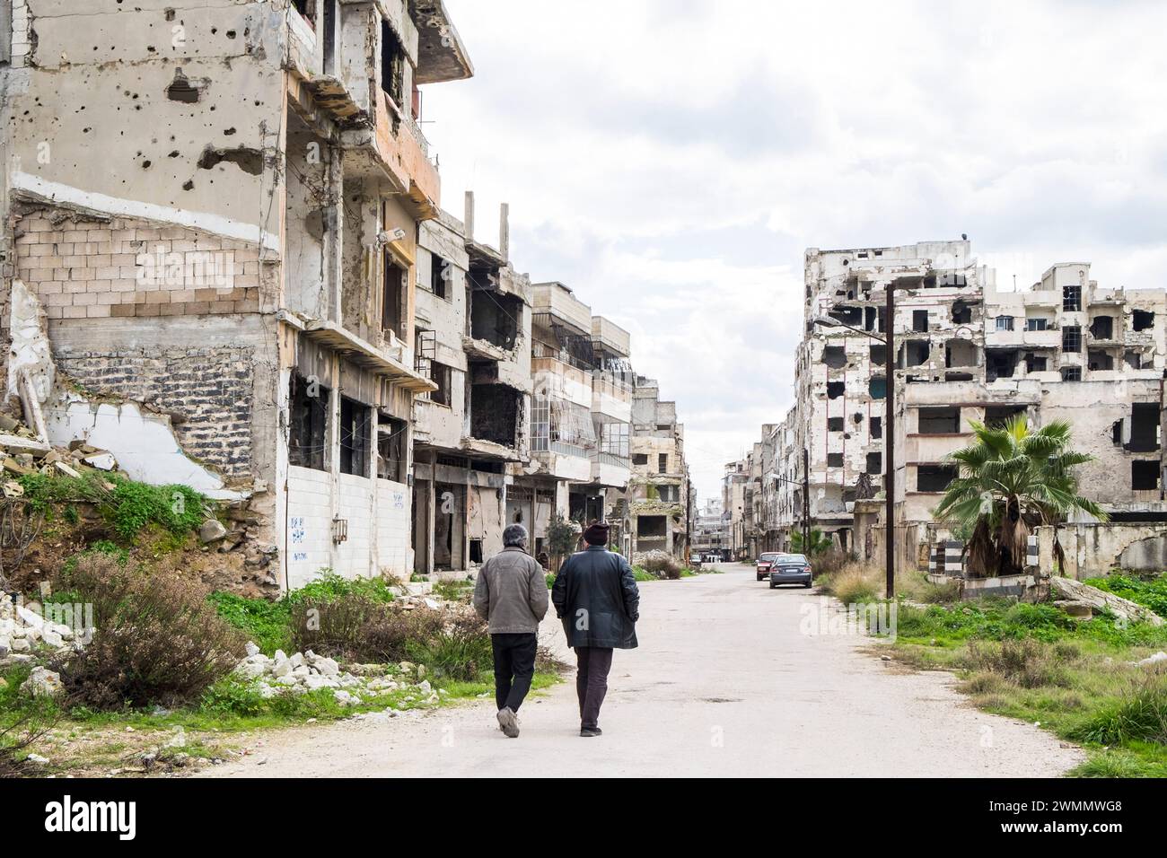 Syria, Homs, neighborhood destroyed by bombing Stock Photo - Alamy