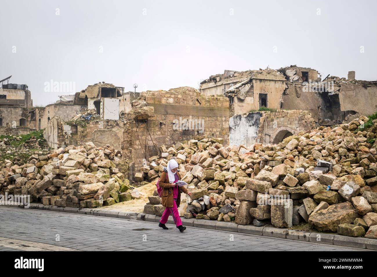 Syria, Aleppo, neighborhood destroyed by bombing Stock Photo - Alamy
