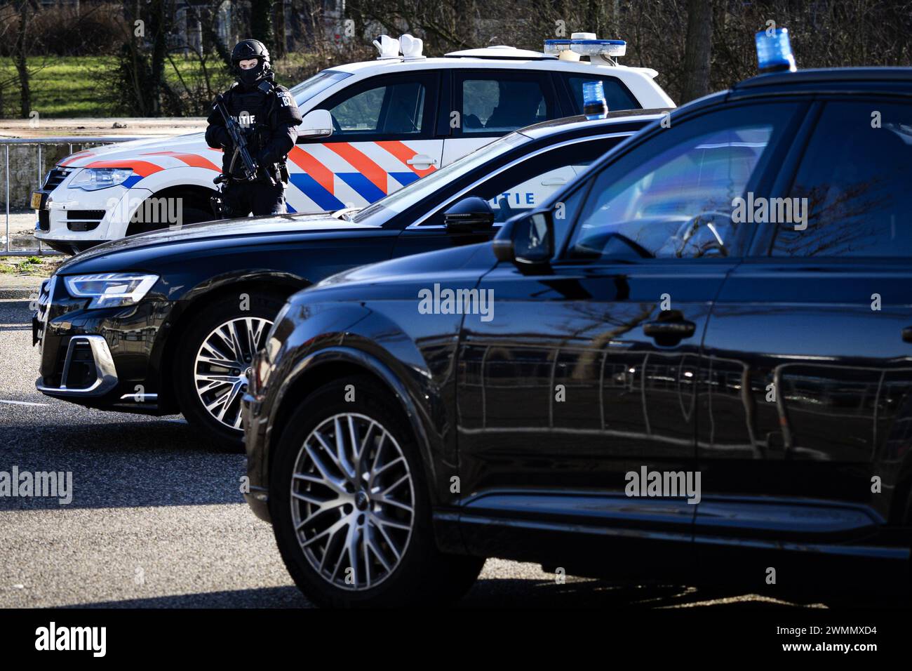 AMSTERDAM - A secured car arrives at the extra-secure court for the ...