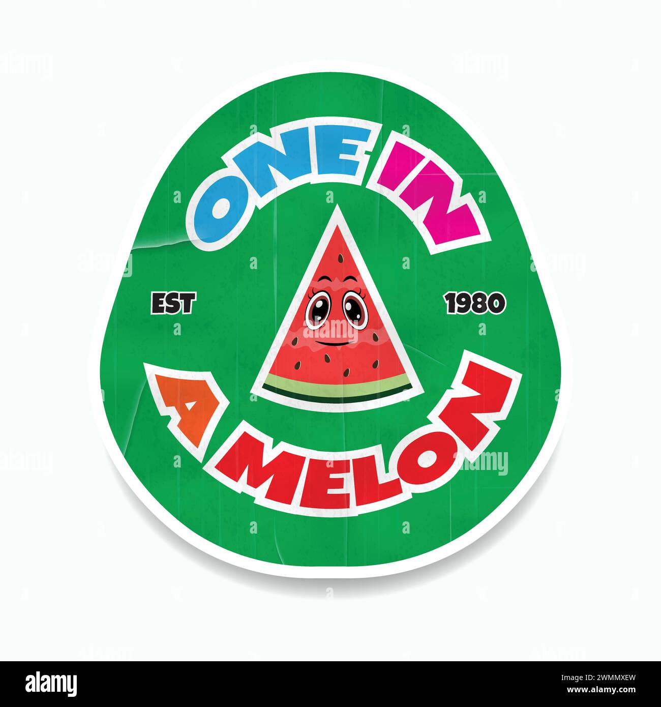 Watermelon slice summer fruit realistic label and sticker or badge ...