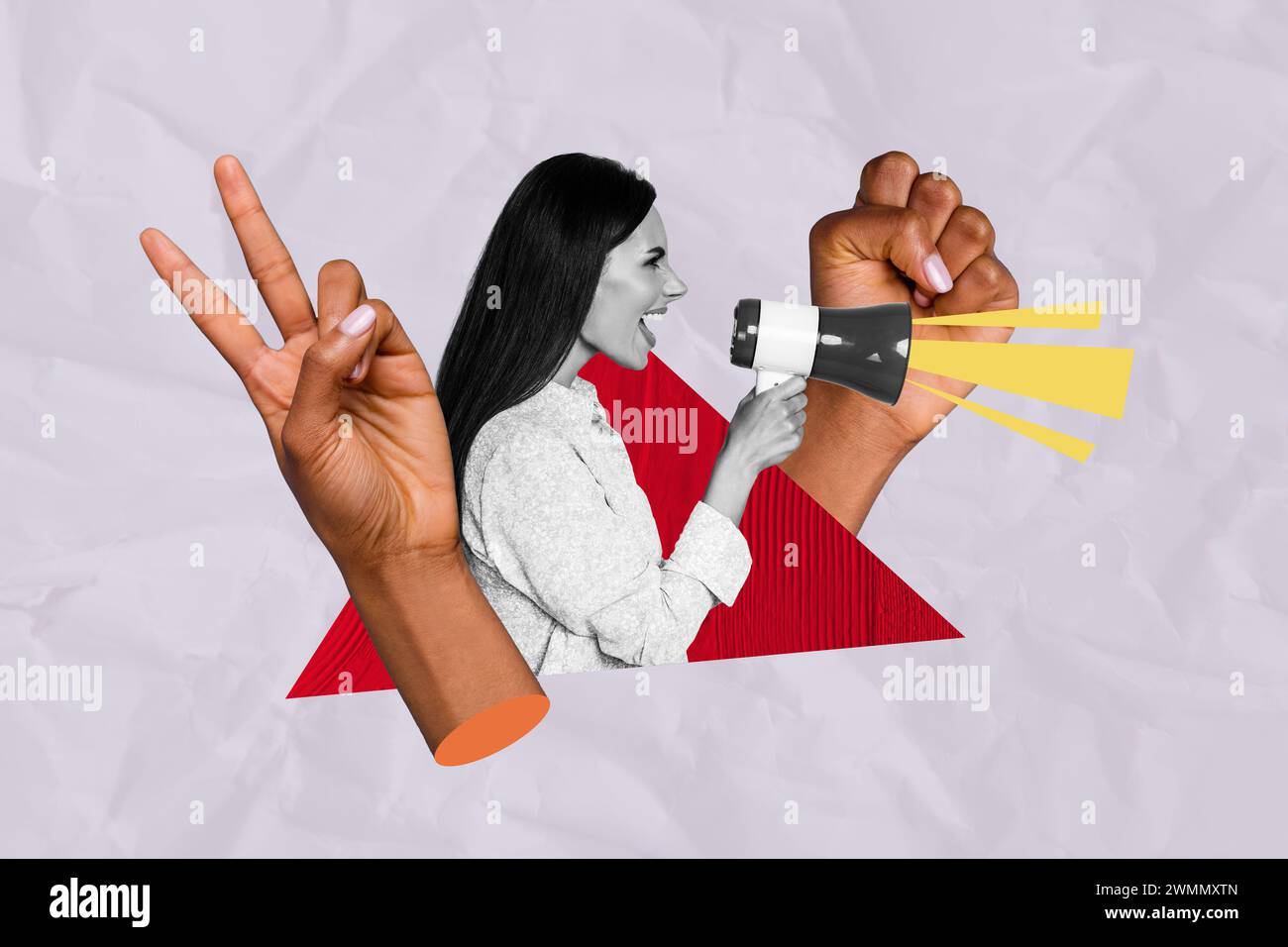 Exclusive magazine picture sketch collage image of angry cool lady ...