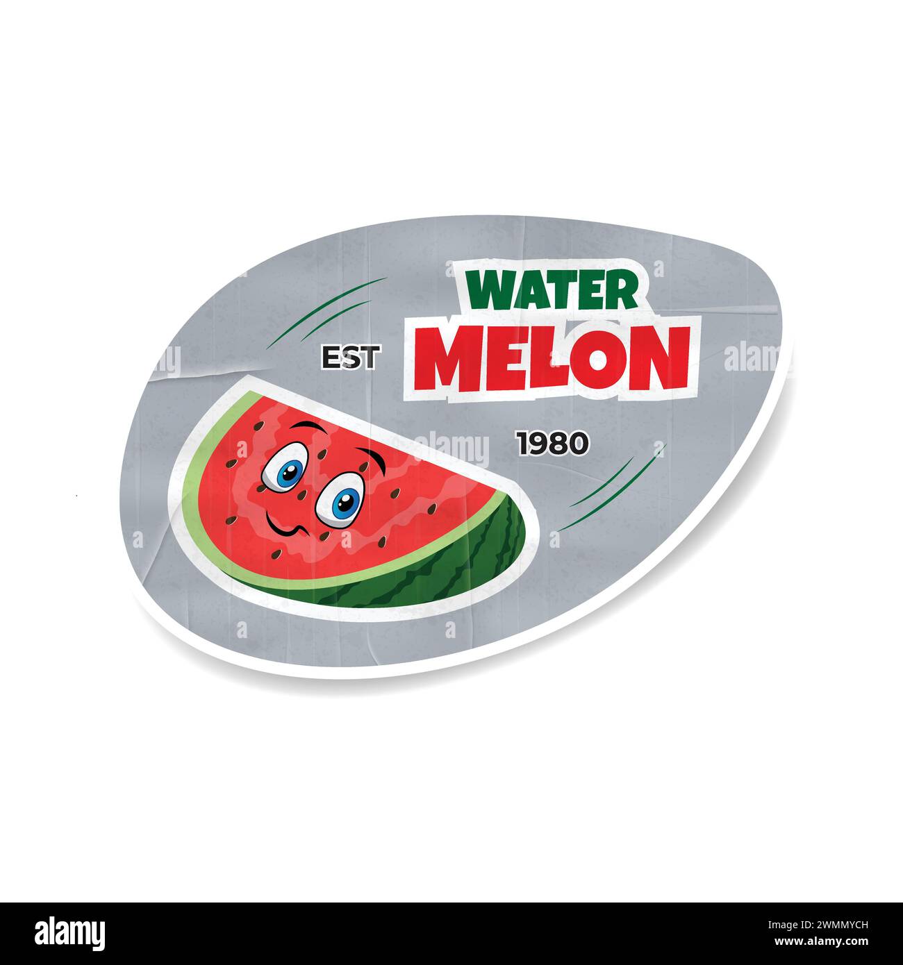 Watermelon slice summer fruit realistic label and sticker or badge ...