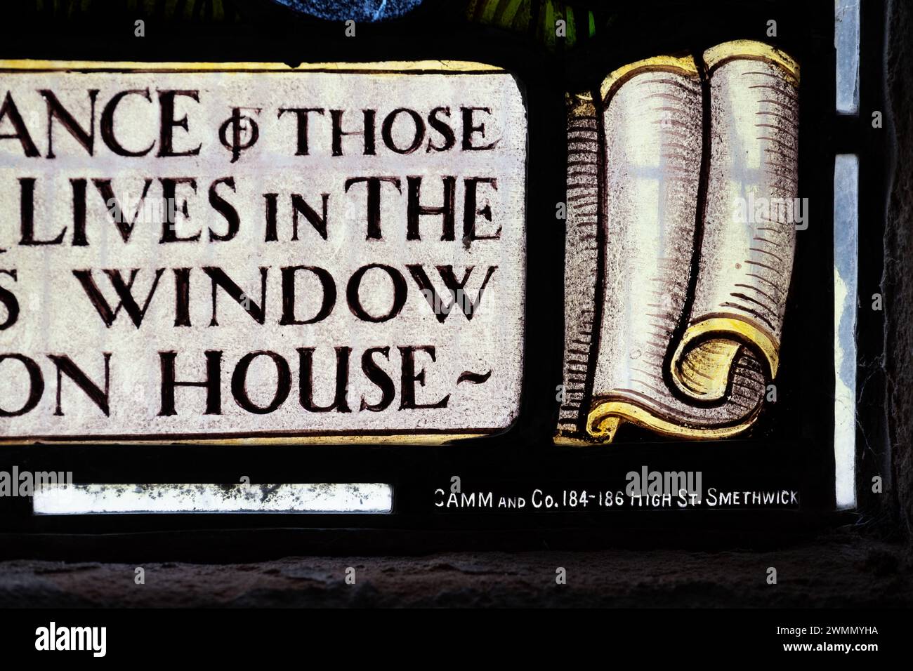 Camm and Co. stained glass makers mark, St. Michael`s Church, Stockton ...