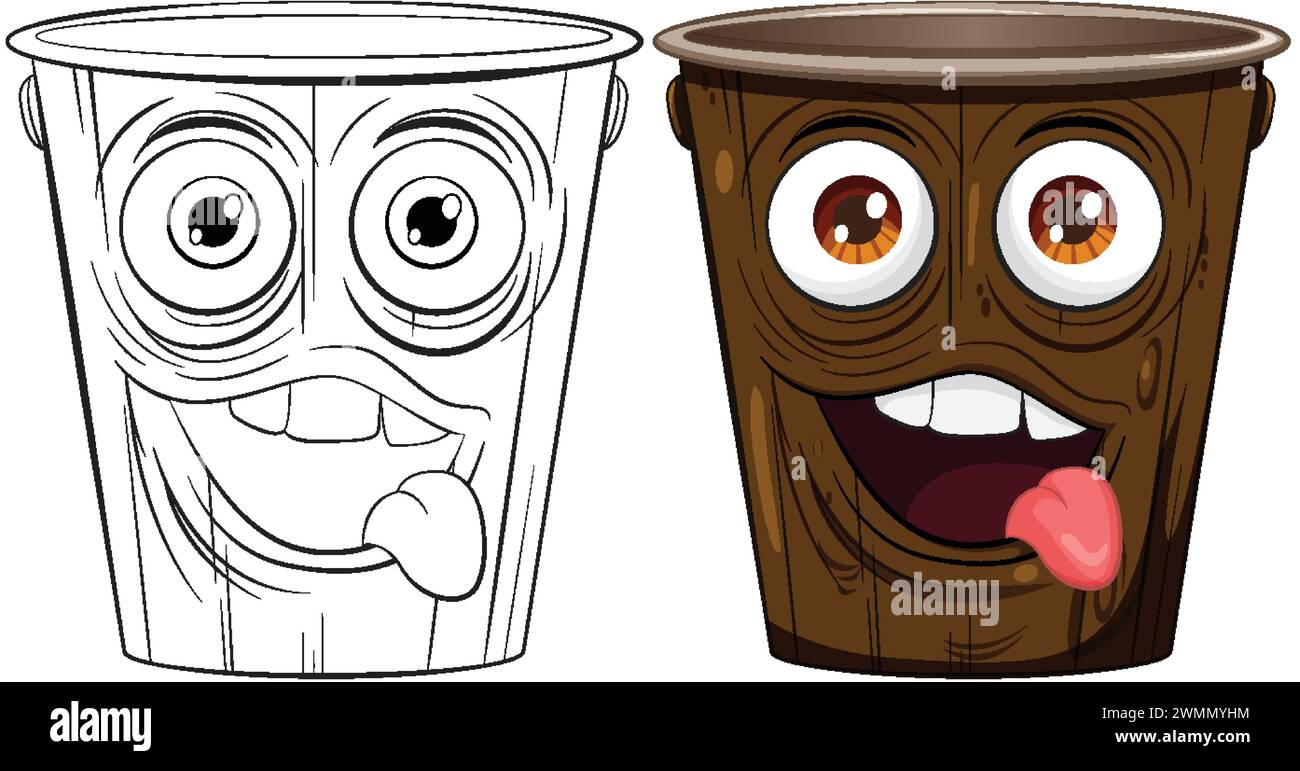 Two cartoon coffee cups showing different emotions Stock Vector Image ...
