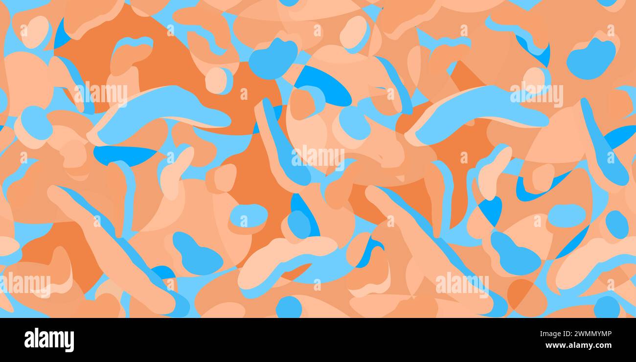 Seamless Cool Peach Fuzz And Light Blue Abstract Pattern Vector ...