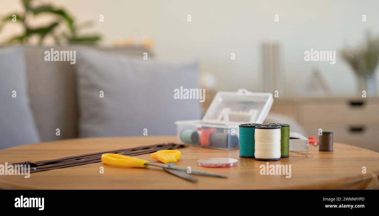 Tool to repair old clothes. Sewing and home needlework. recycling ...