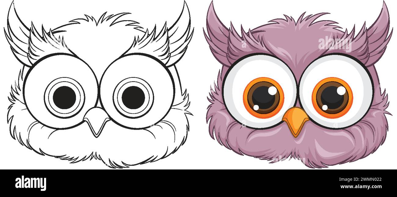 Vector illustration of an owl, colored and line art Stock Vector Image ...