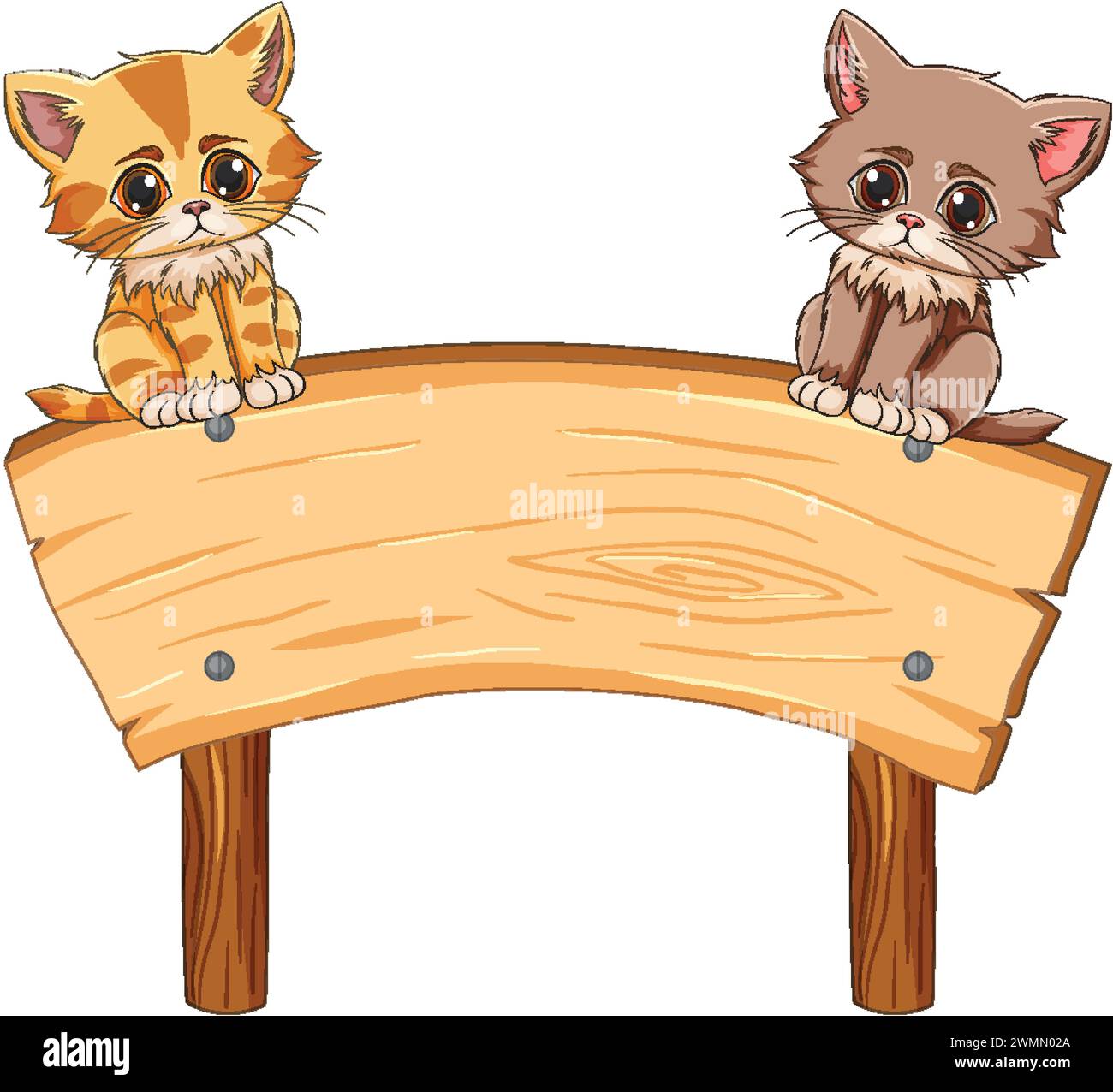 Two adorable kittens sitting behind a signboard Stock Vector Image ... Two adorable kittens sitting behind a signboard Stock Vector Image ...