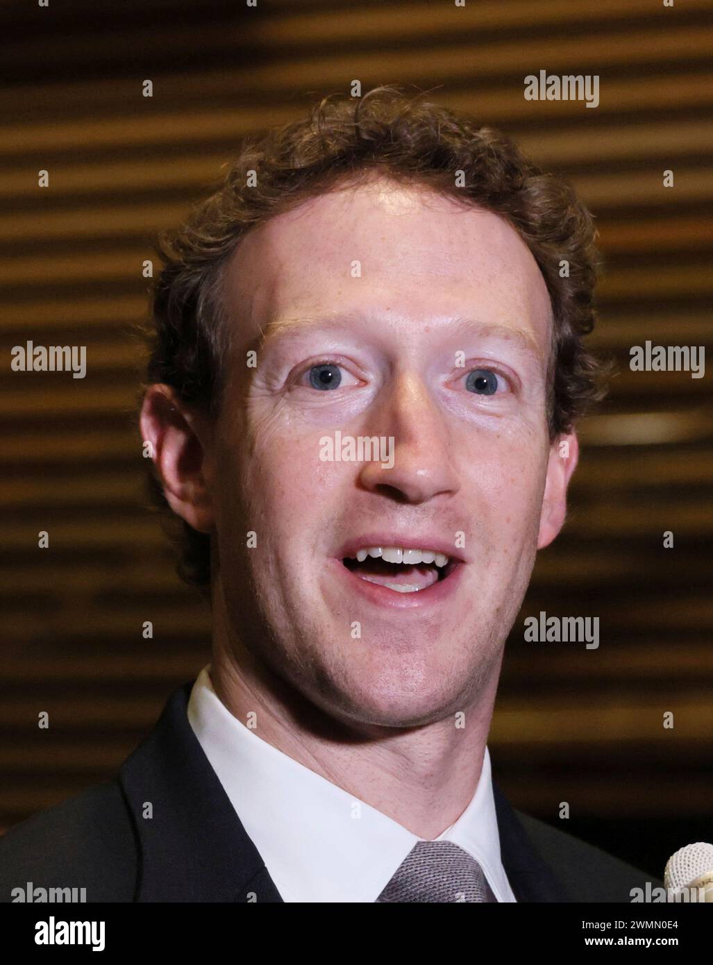 Mark Zuckerberg, CEO of Meta Platforms speaks to reporters after ...