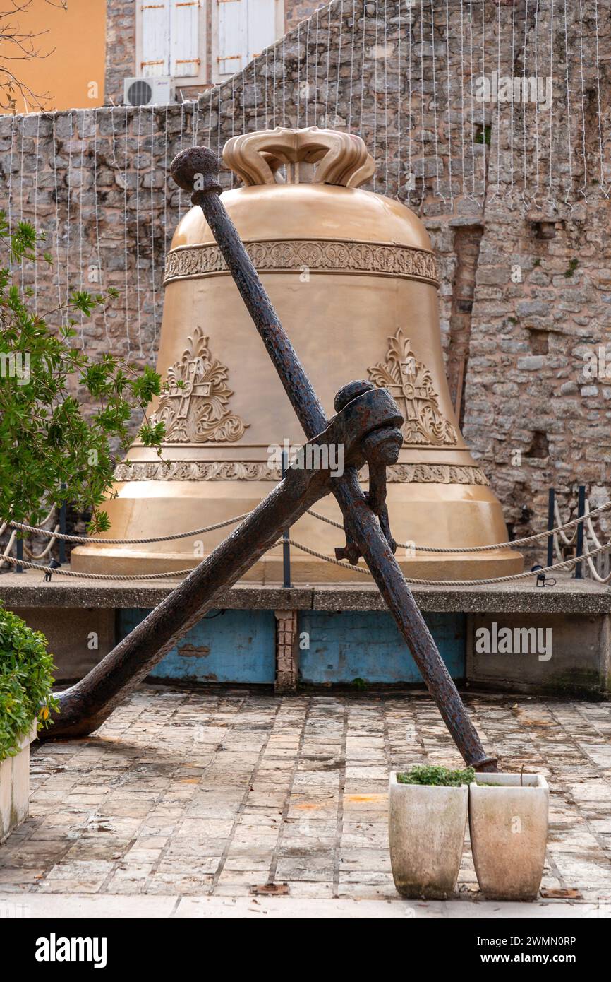 Budva, Montenegro - 13 FEB 2024: The Great Buva Bell, a large bell ...