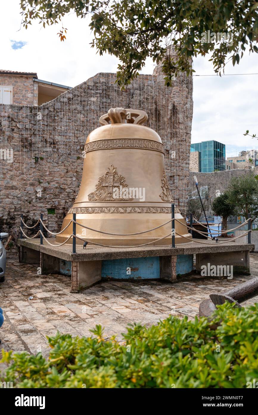 Budva, Montenegro - 13 FEB 2024: The Great Buva Bell, a large bell ...