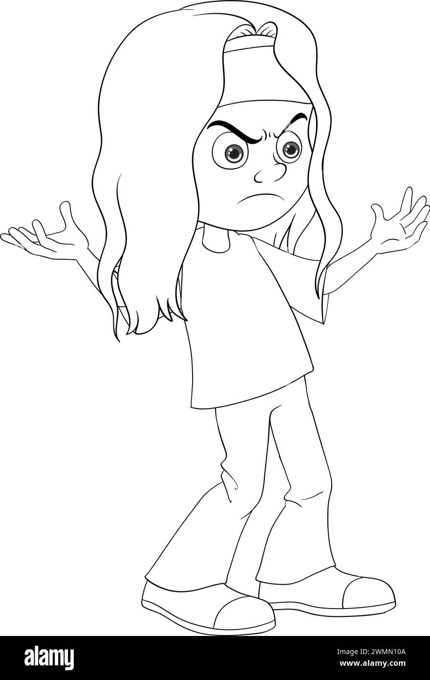 Cartoon girl expressing confusion and frustration Stock Vector Image ...