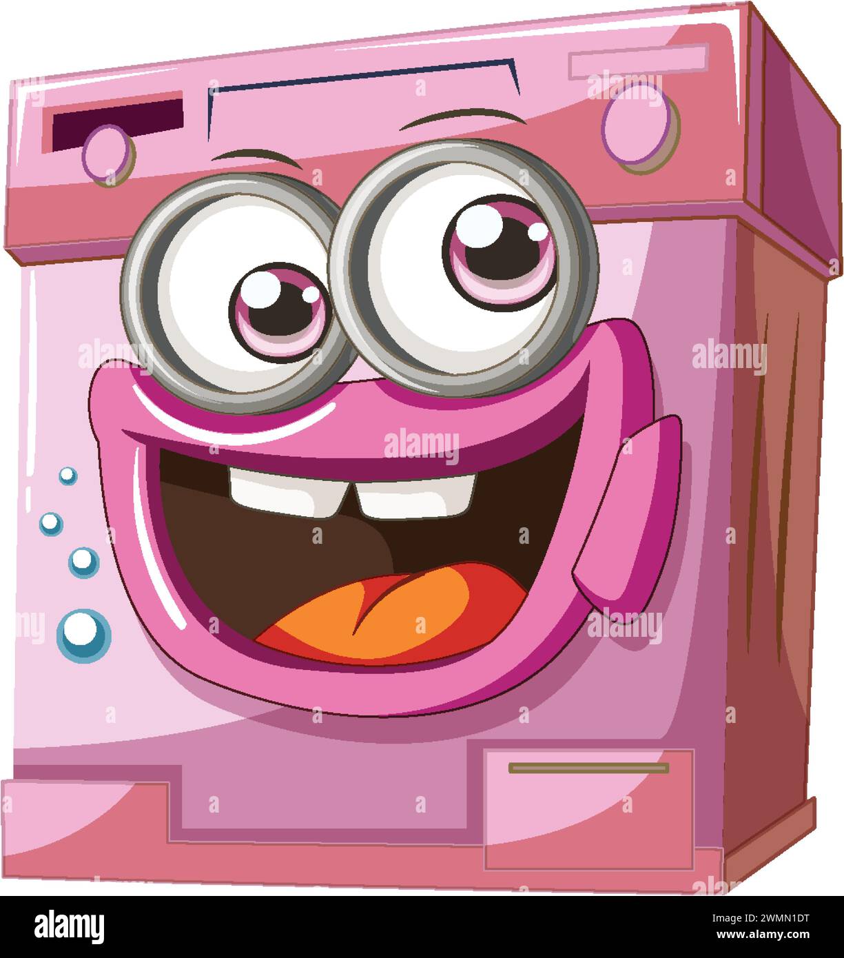 Colorful animated washing machine with a joyful face Stock Vector Image ...
