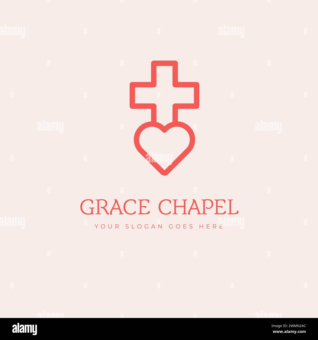 Heart with cross church logo template. conceptual christianity symbol ...