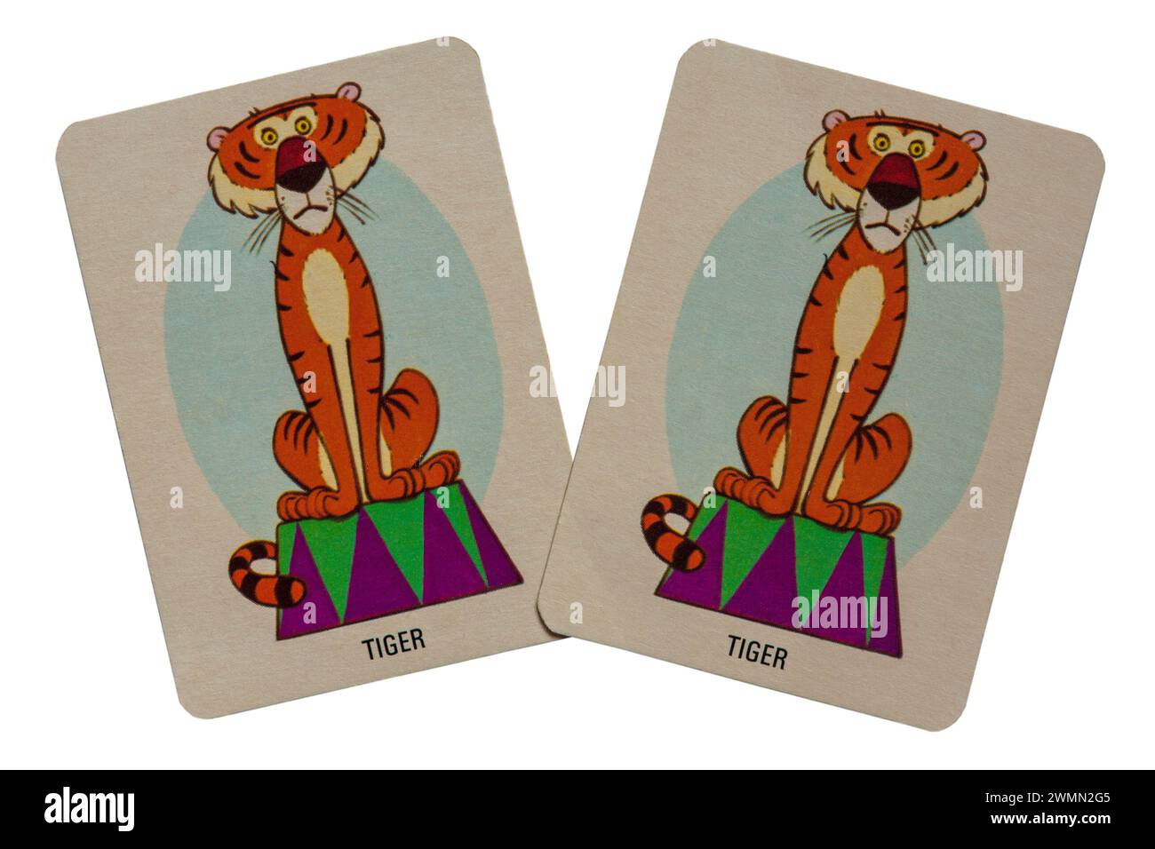 pair of old retro Tiger cards from pack of Donkey playing cards ...