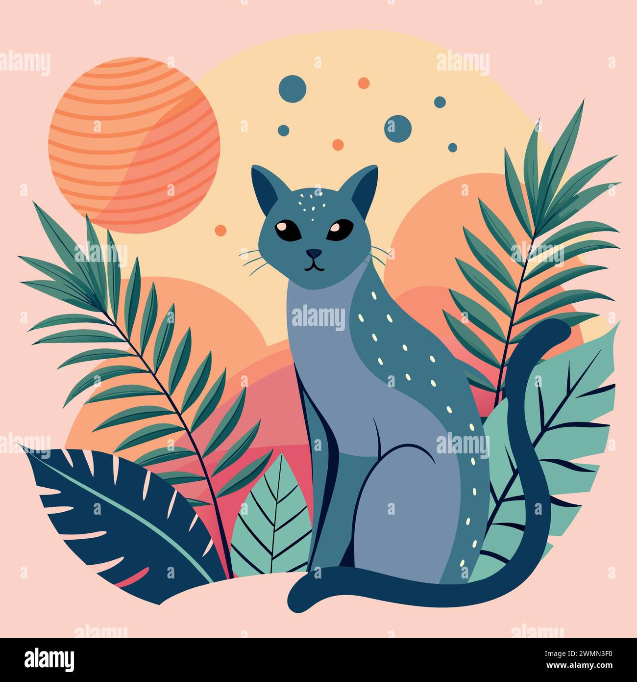 Pastel cat illustration Stock Vector Images - Alamy