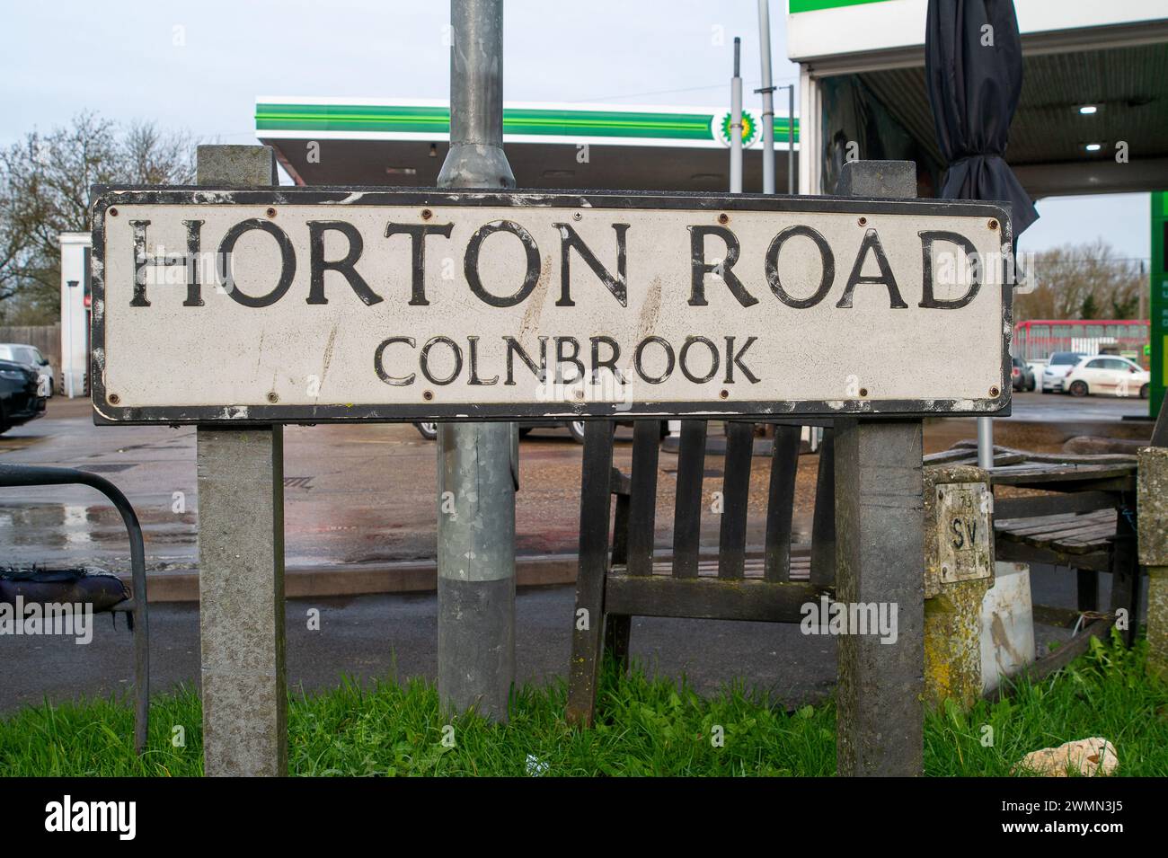 Colnbrook, Slough, Berkshire, UK. 27th February, 2024. Floral tributes ...