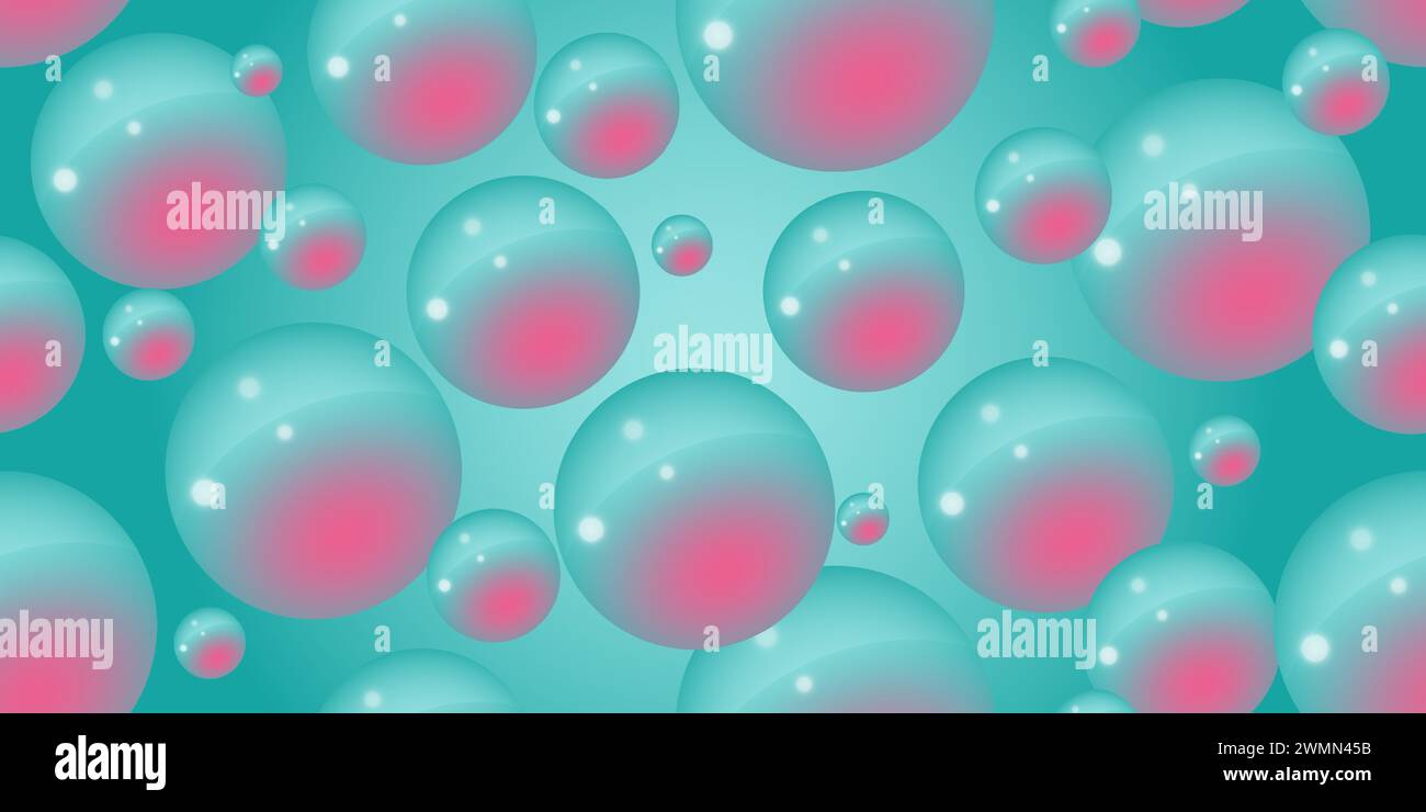 A pink bubbles on a turquoise background. Abstract bubble neon ...