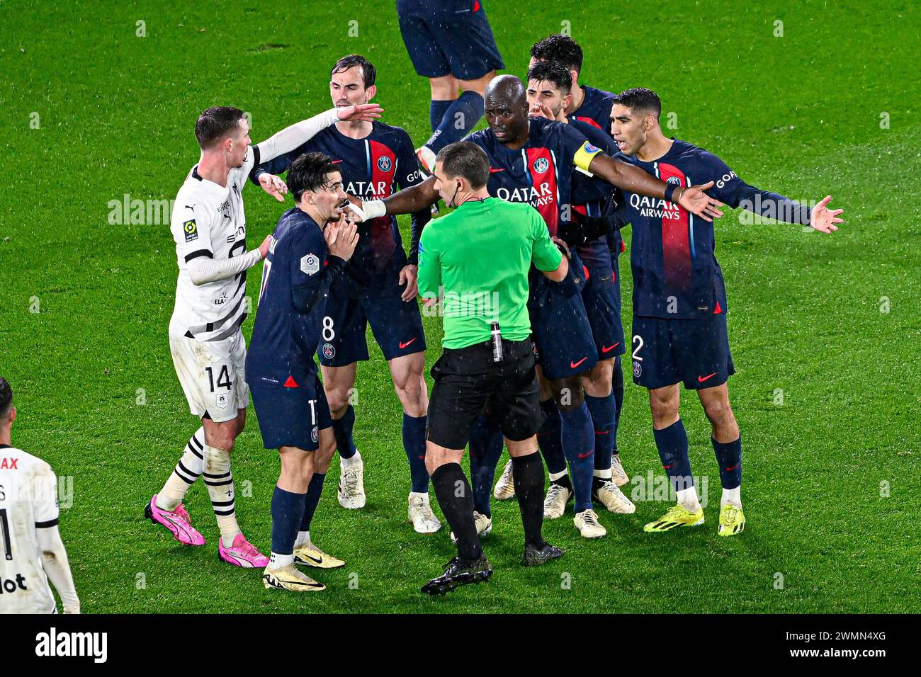 Paris, France. 25th Feb, 2024. Danilo Pereira Goncalo Ramos Lucas Beeraldo and Achraf Hakimi ...