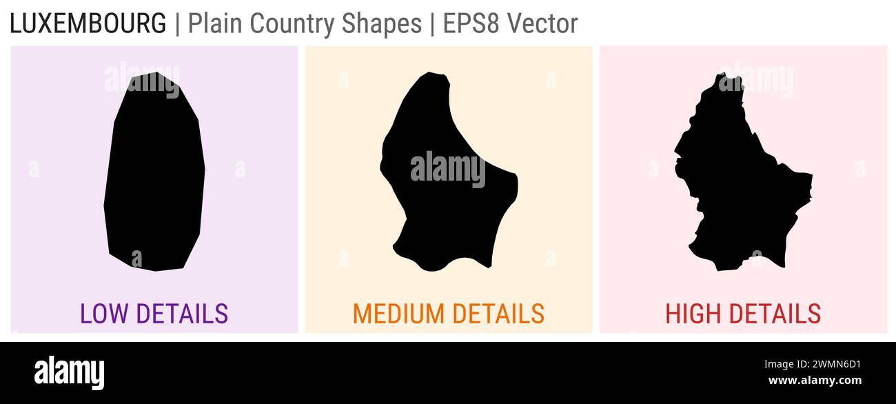 Luxembourg - plain country shape. Low, medium and high detailed maps of ...