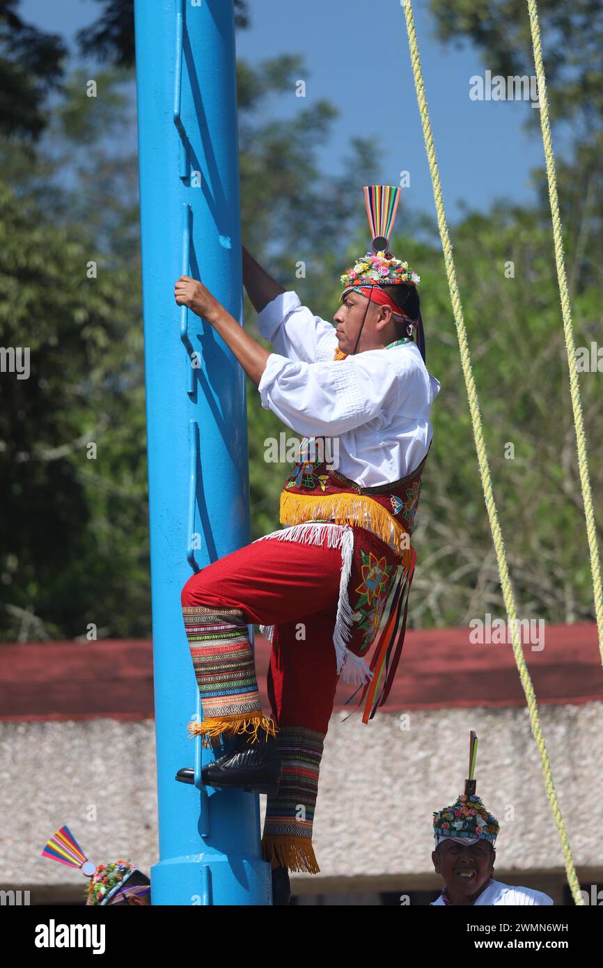 El Tajin,Pre-Hispanic City, MEXICO - FEB 02, 2024. Voladores de ...