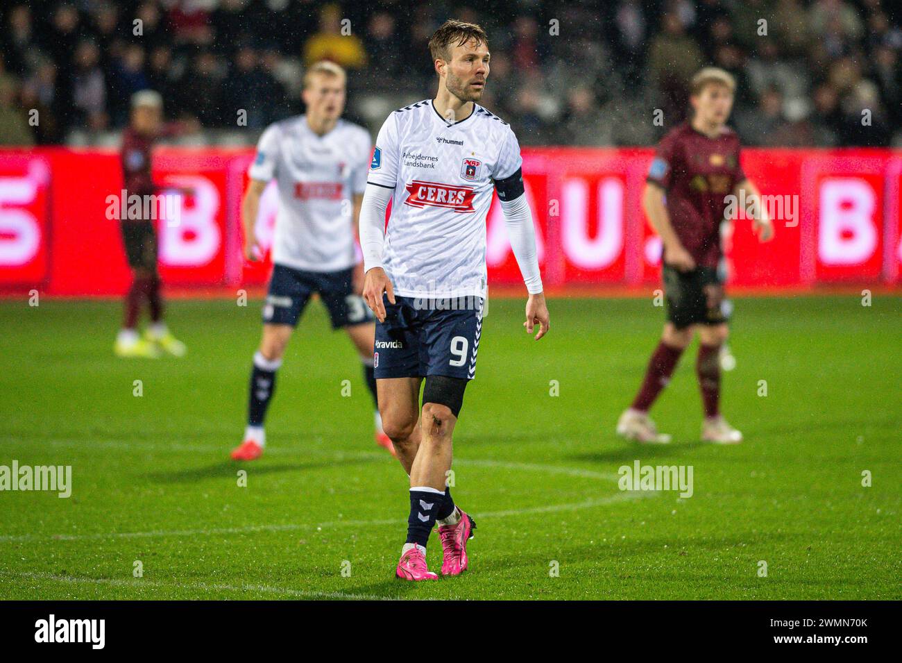 Aarhus, Denmark. 25th, February 2024. Patrick Mortensen (9) of AGF seen ...