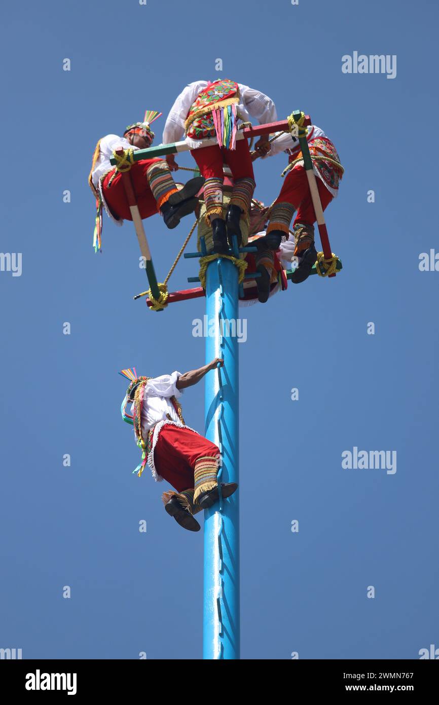 El Tajin,Pre-Hispanic City, MEXICO - FEB 02, 2024. Voladores de ...