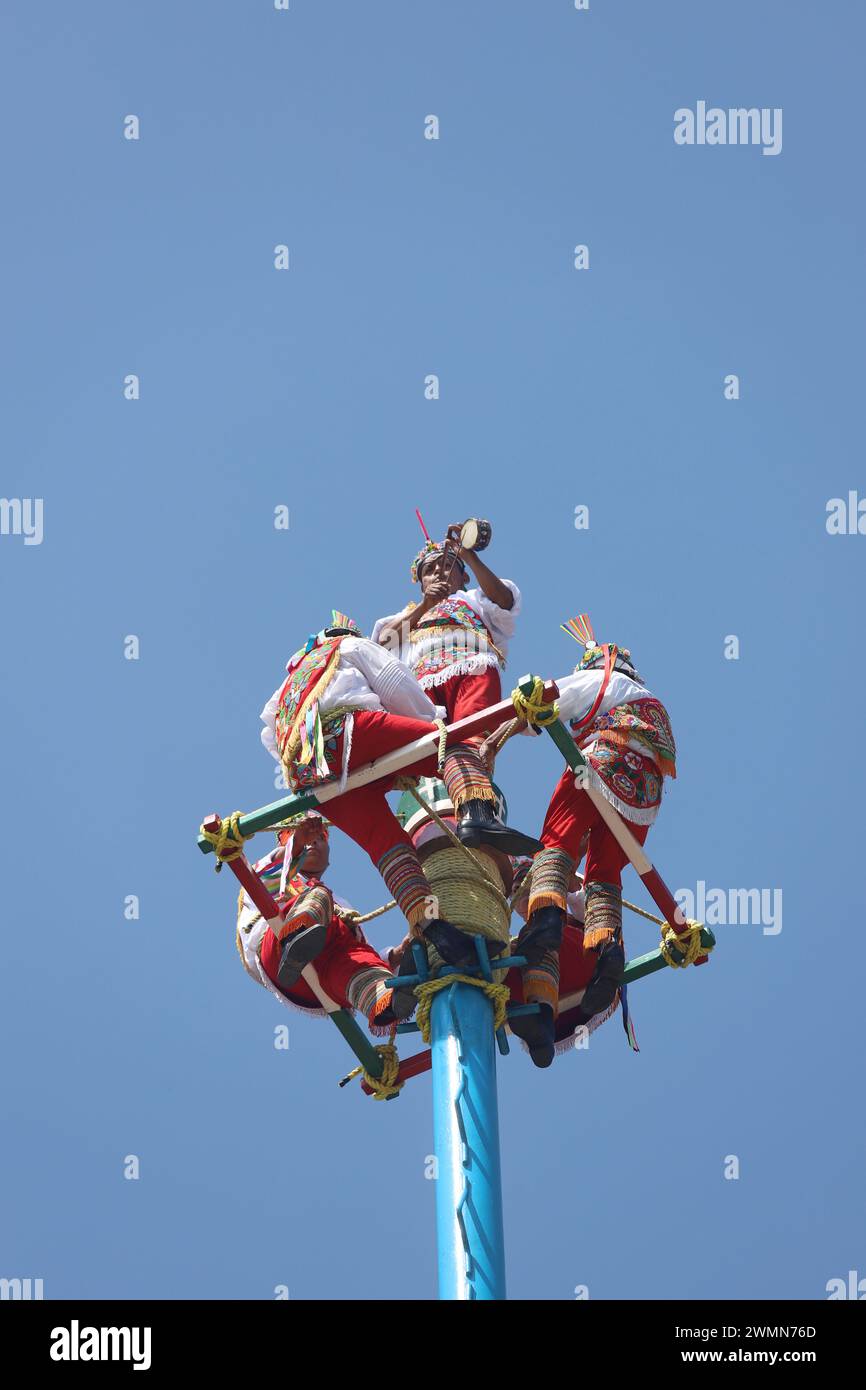 El Tajin,Pre-Hispanic City, MEXICO - FEB 02, 2024. Voladores de ...