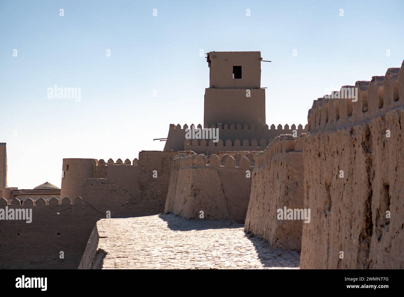 Main bastion of Ichan-Kala fortress, Khiva, Uzbekistan. Towers in this ...