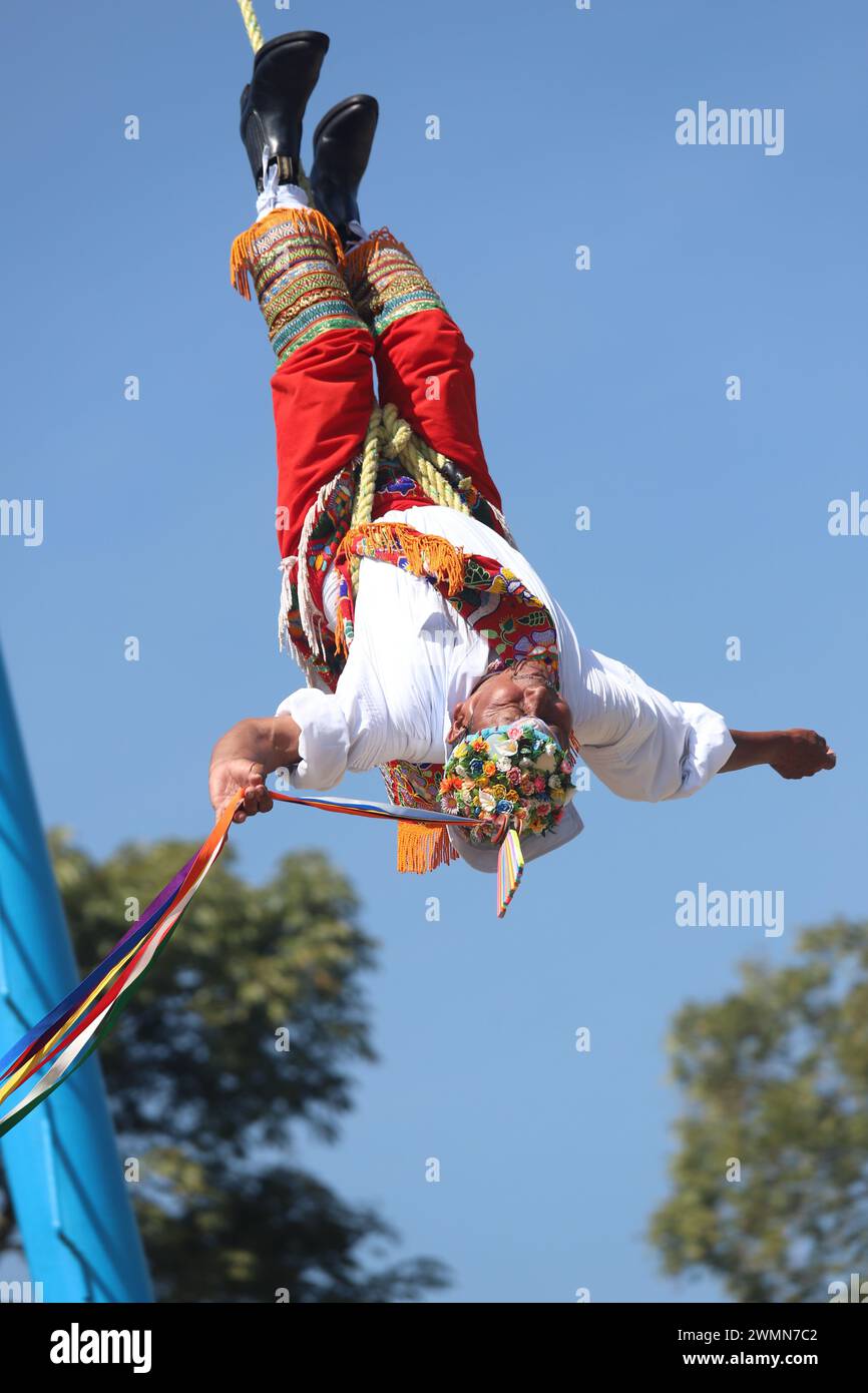 El Tajin,Pre-Hispanic City, MEXICO - FEB 02, 2024. Voladores de ...