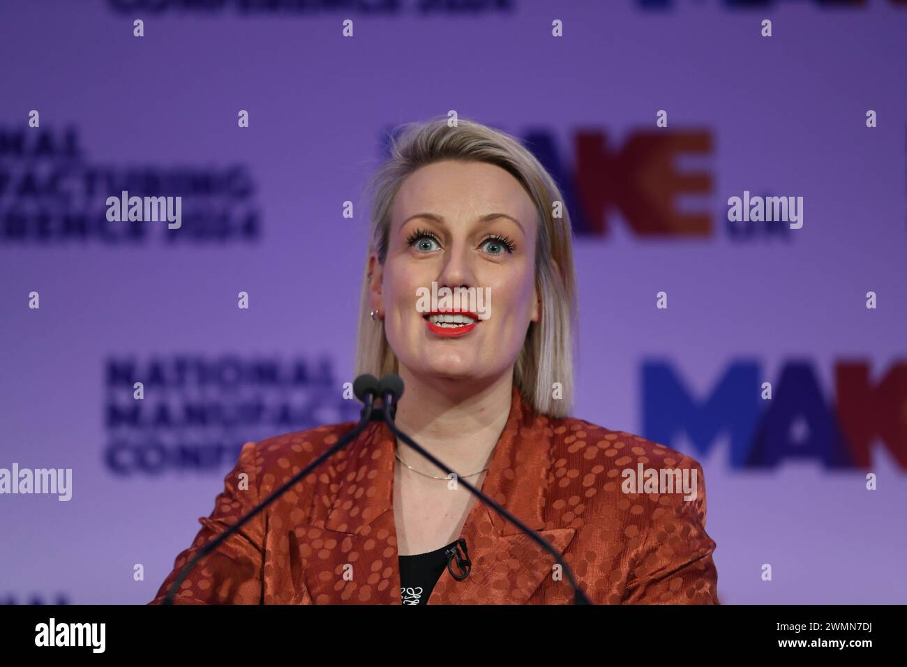 London, United Kingdom. 27th Feb, 2024. Steph McGovern addresses the ...