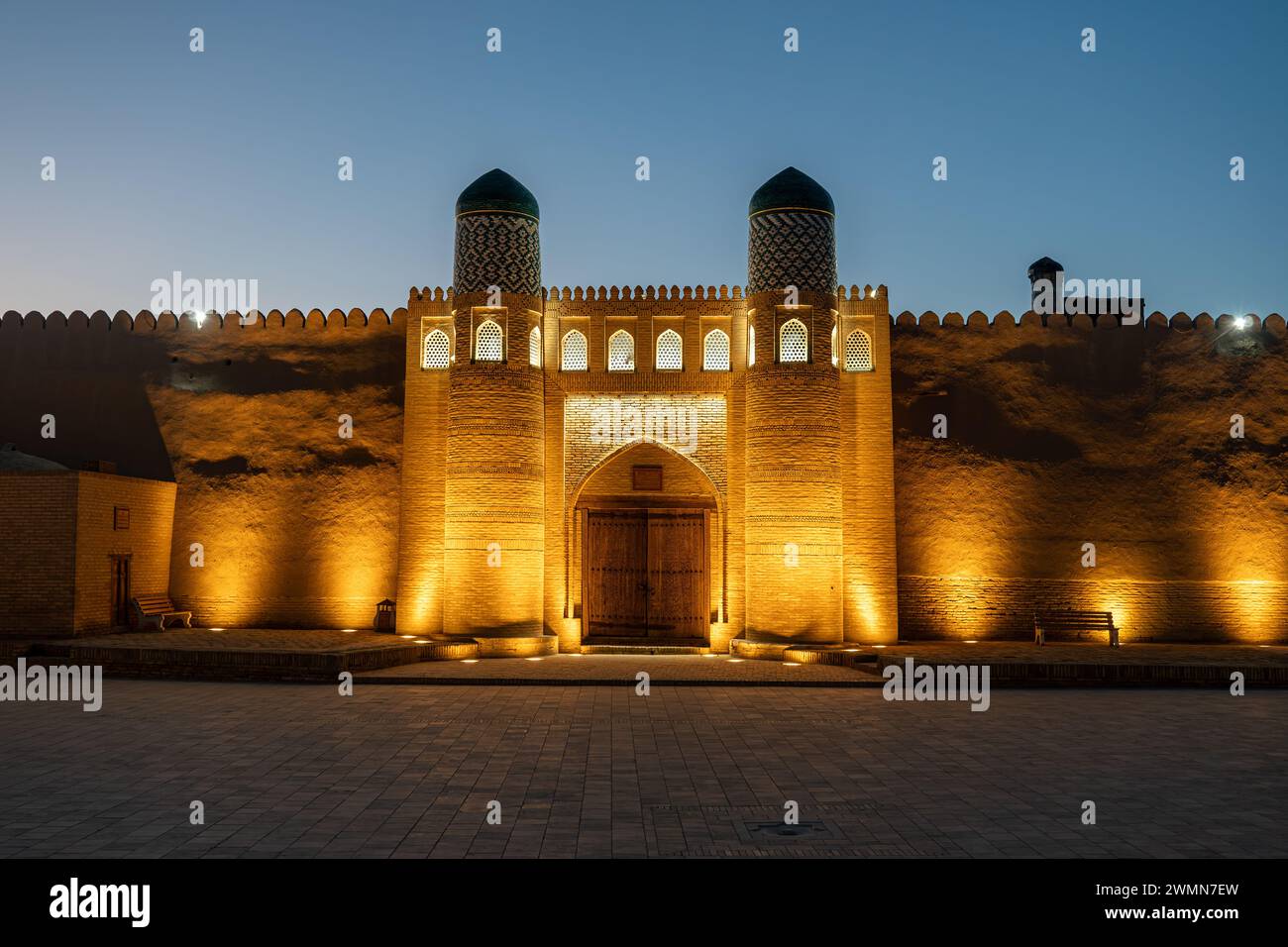 The ancient Zindan building and the entrance gate to the fortress in ...
