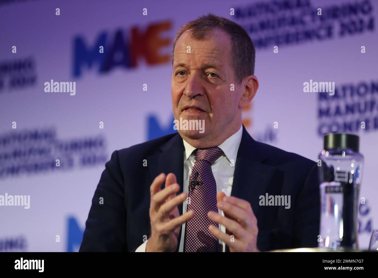 London, United Kingdom. 27th Feb, 2024. Alastair Campbell addresses the ...